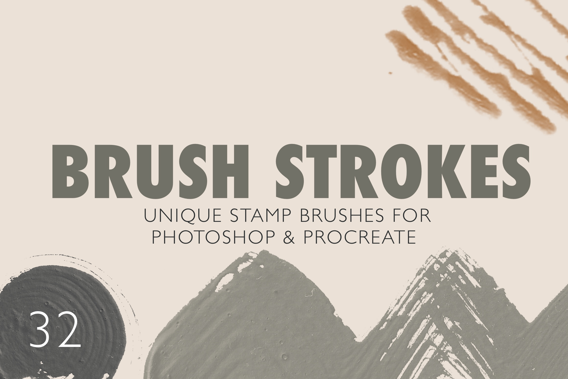 32 Stamp brushes Photoshop/Procreate, a Brush Add-On by Andreen