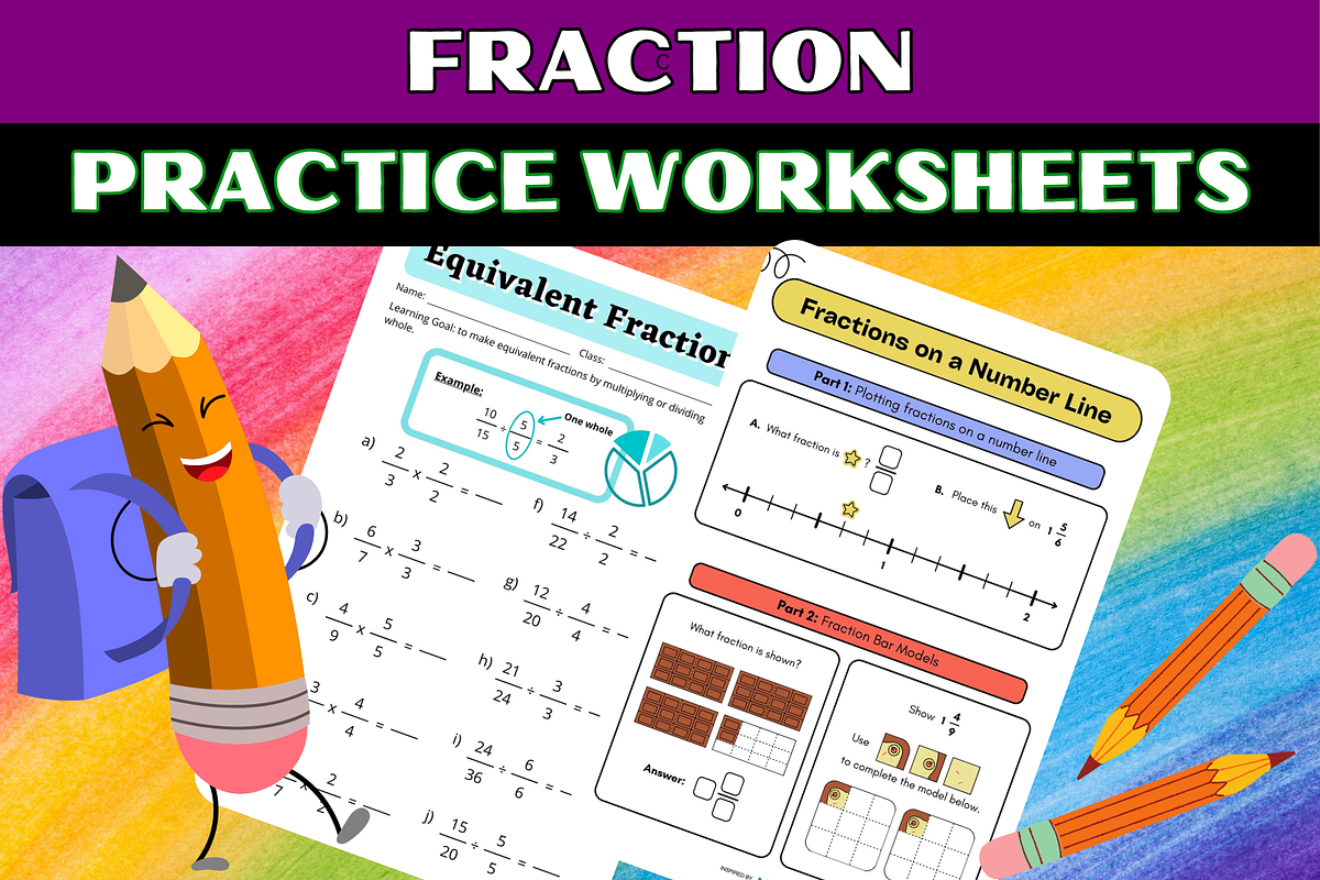 Equivalent fractions practice pages, a Templates & Theme by Premium ...