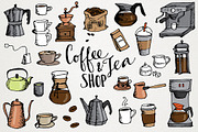 Coffee & Tea Shop Illustrations, an Illustration by Lemonade Pixel