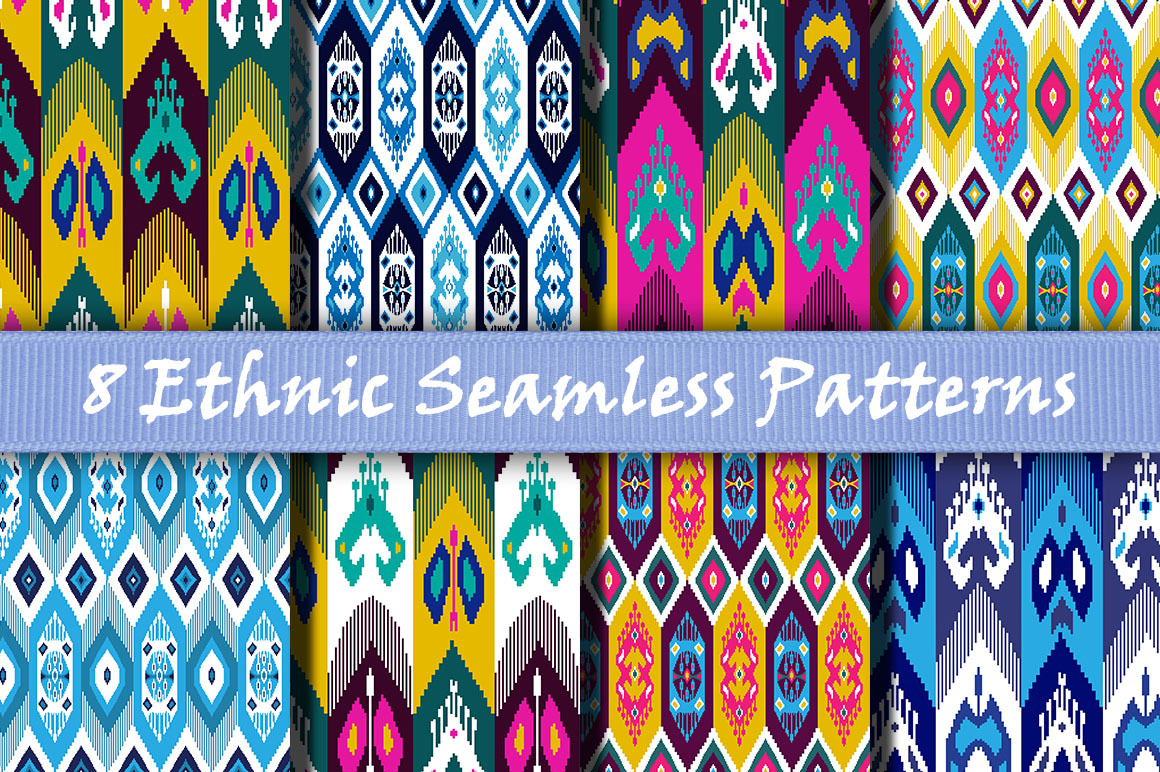 8 Ethnic Seamless Patterns, a Pattern Graphic by Elena Lux