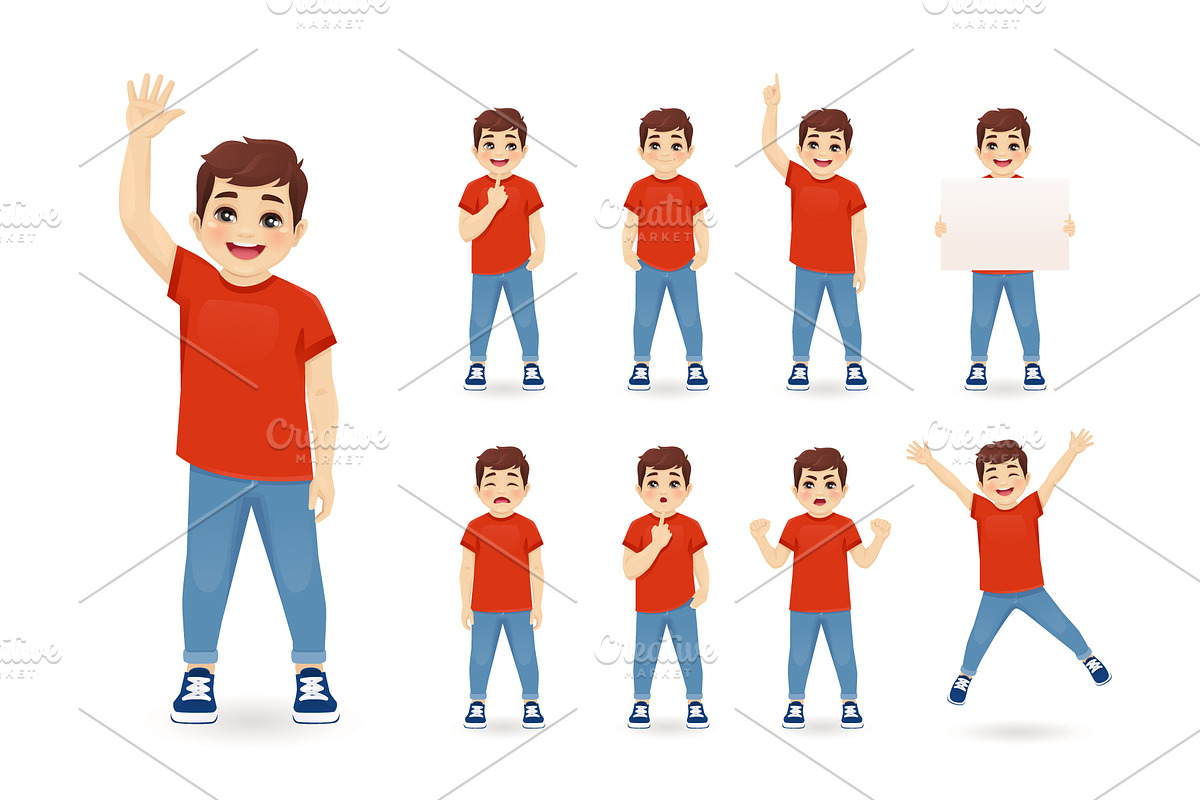 Vector kid characters set