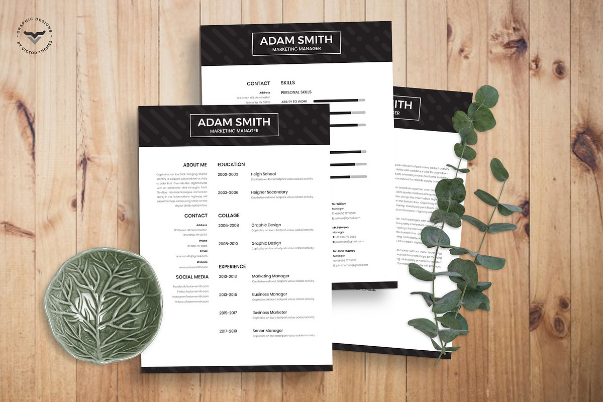 Minimal CV Template, a Resume Template by VictorThemes
