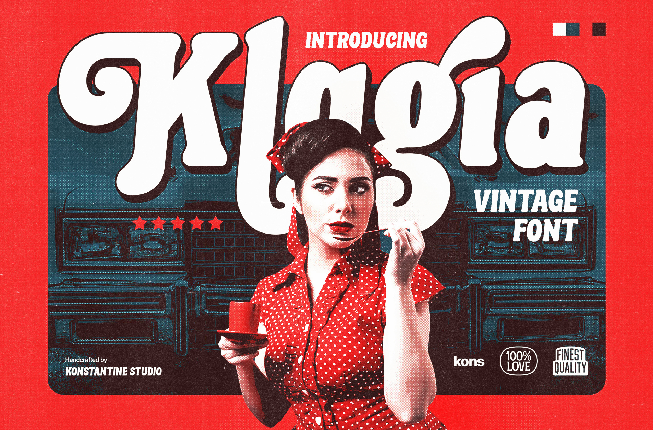 Klagia - Vintage Retro Pop Fonts, a Font by Konstantine Studio