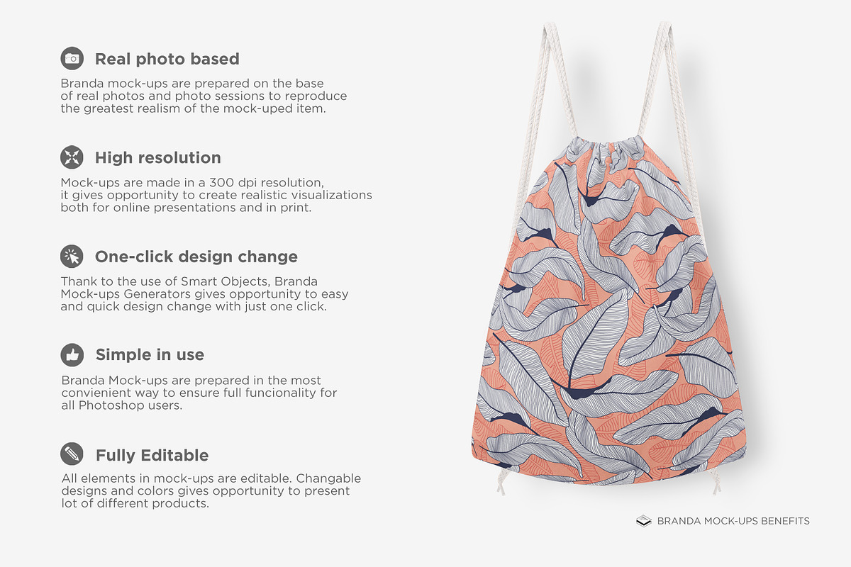 Drawstring Bag Mock-up, an Apparel Mockup by Branda Keeps