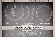 Chalkboard,rustic wreath laurel, an Illustration by burlapandlace