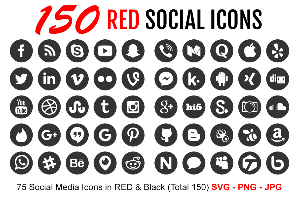 RED and Black Social Media Icons, an Icon by Designs By Alfredo