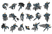 Superhero Actions Set in Comics Style. Vector Illustration | People ...