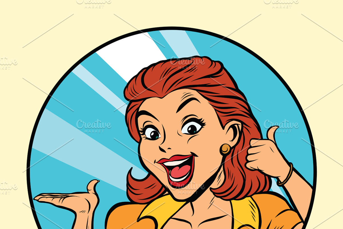 Cute comic woman presents, a Person Illustration by rogistok | Creative ...