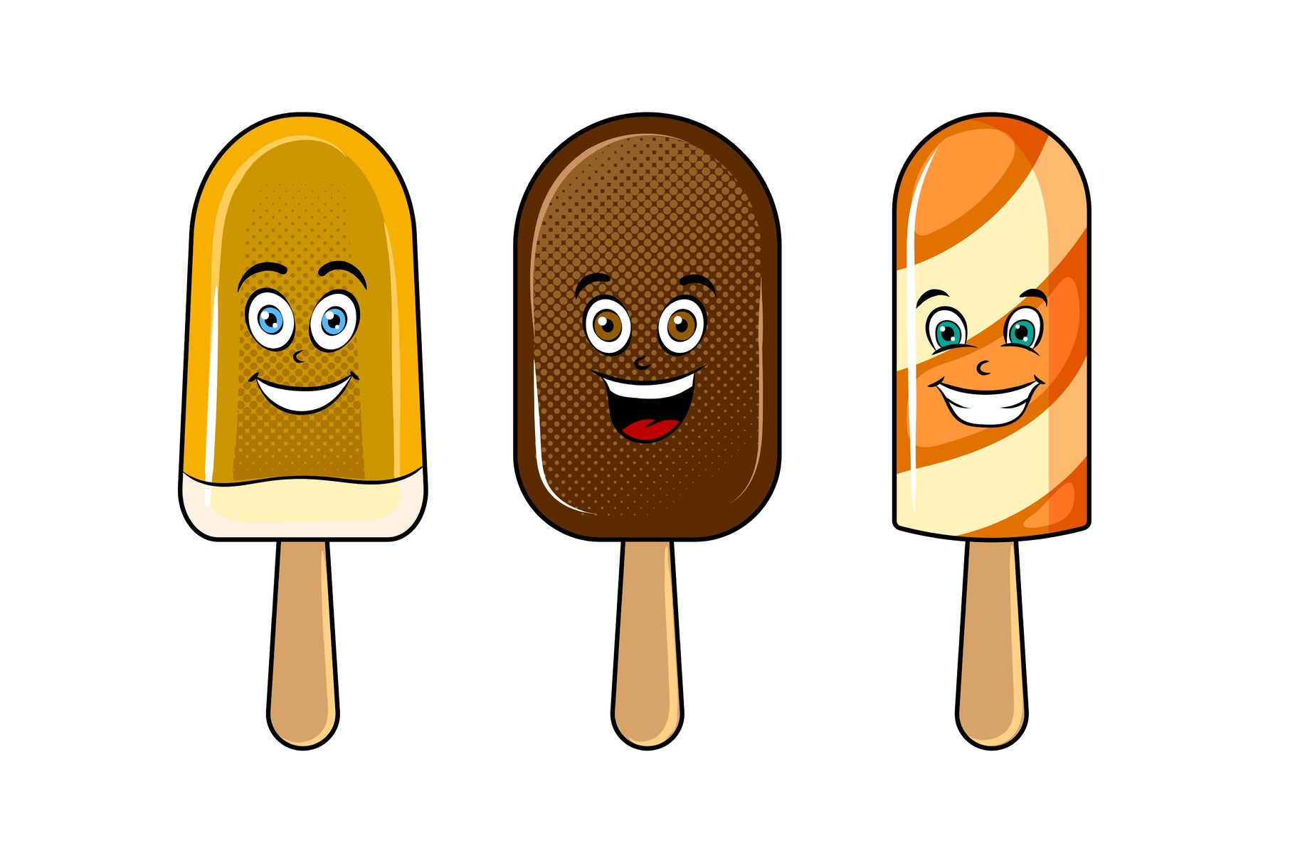 Happy ice cream pop art vector illustration | Decorative Illustrations ...