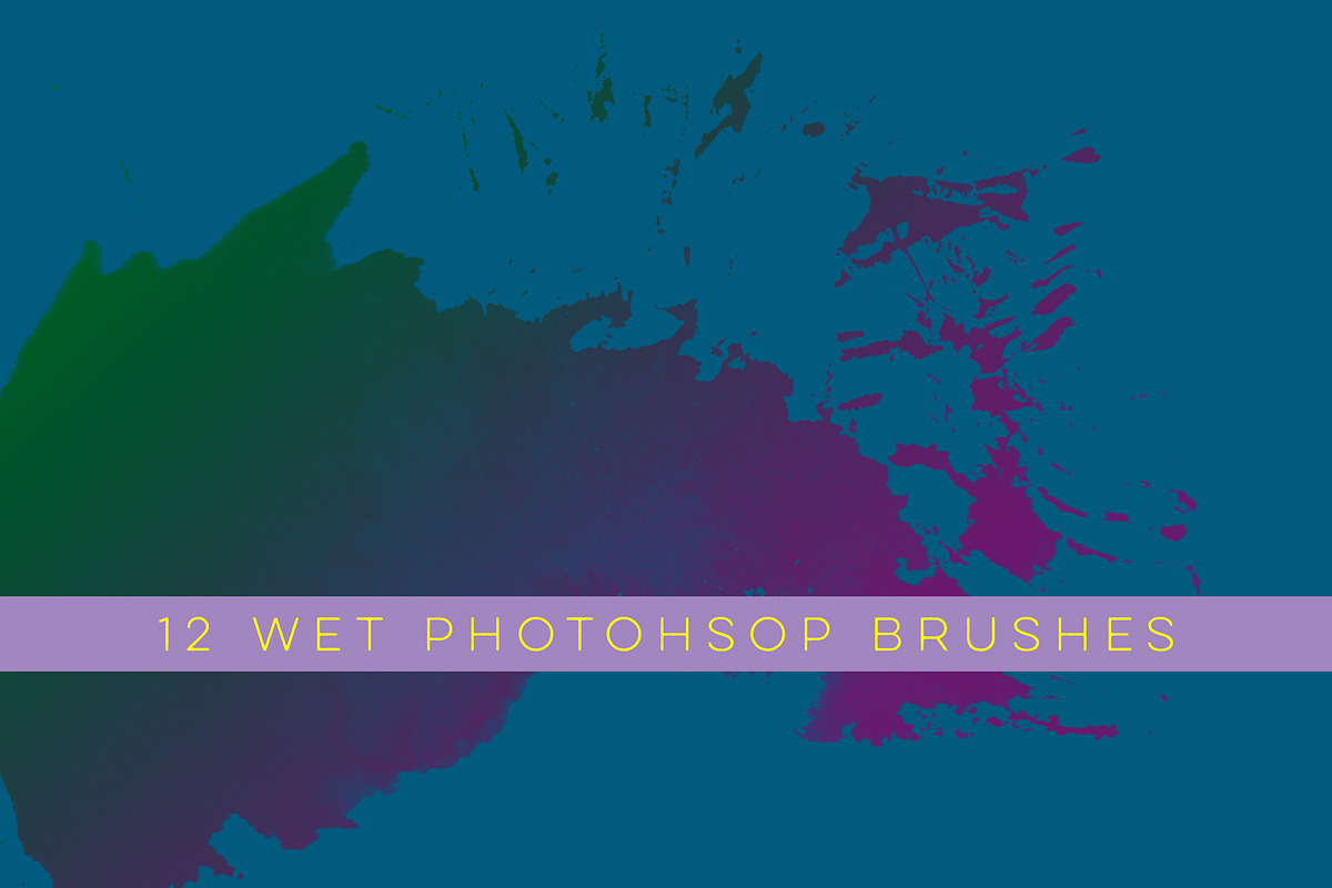 12 Wet Photoshop Brushes, a Brush Add-On by CC CREATIVE CO