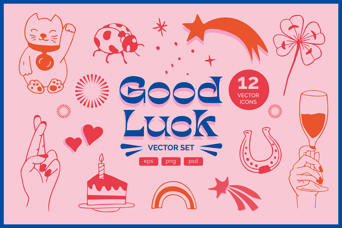 Good Luck Graphics Set, an Illustration by Annakaroline