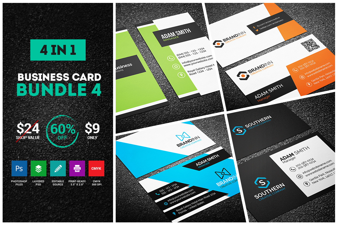 4 Business Cards - Bundle 4, a Business Card Template by Arslan