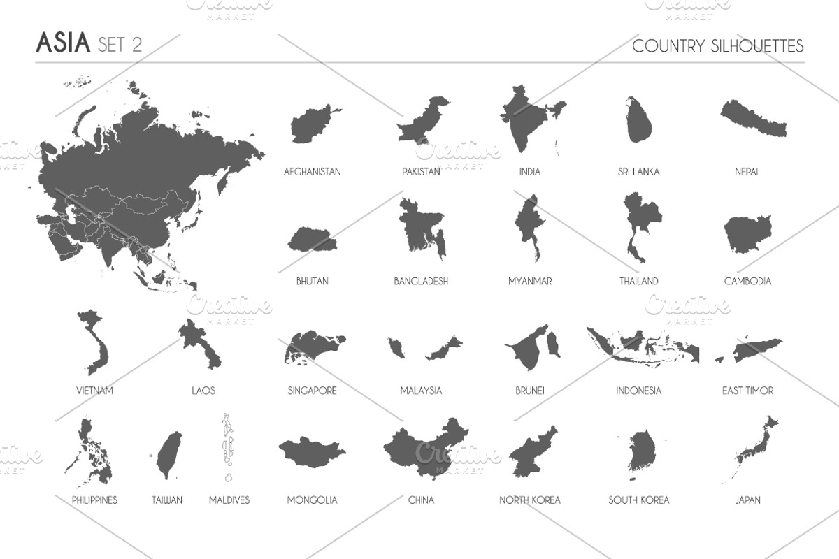 233 Silhouettes of Countries