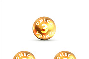 Set of bright glossy icons of omega, an Object Graphic by BestPics