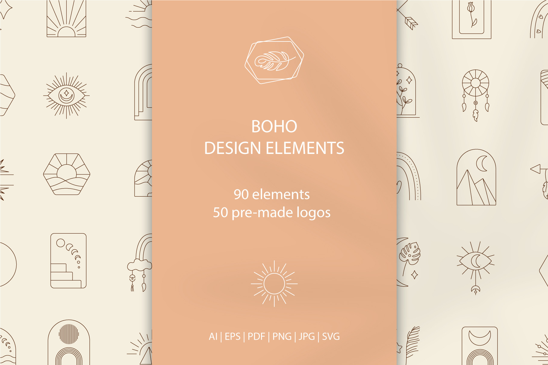 Boho logo design elements - vector, a Branding & Logo Template by ...