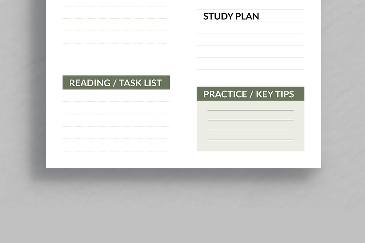 Study Planner Template Layout