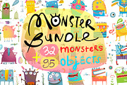 Monster funny characters in 1 bundle | Animal Illustrations ~ Creative ...