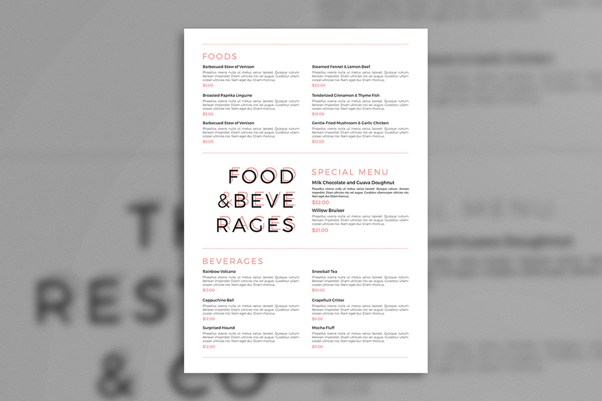 Clean & Simple Food Menu + Update, a Flyer Template by The Good Store