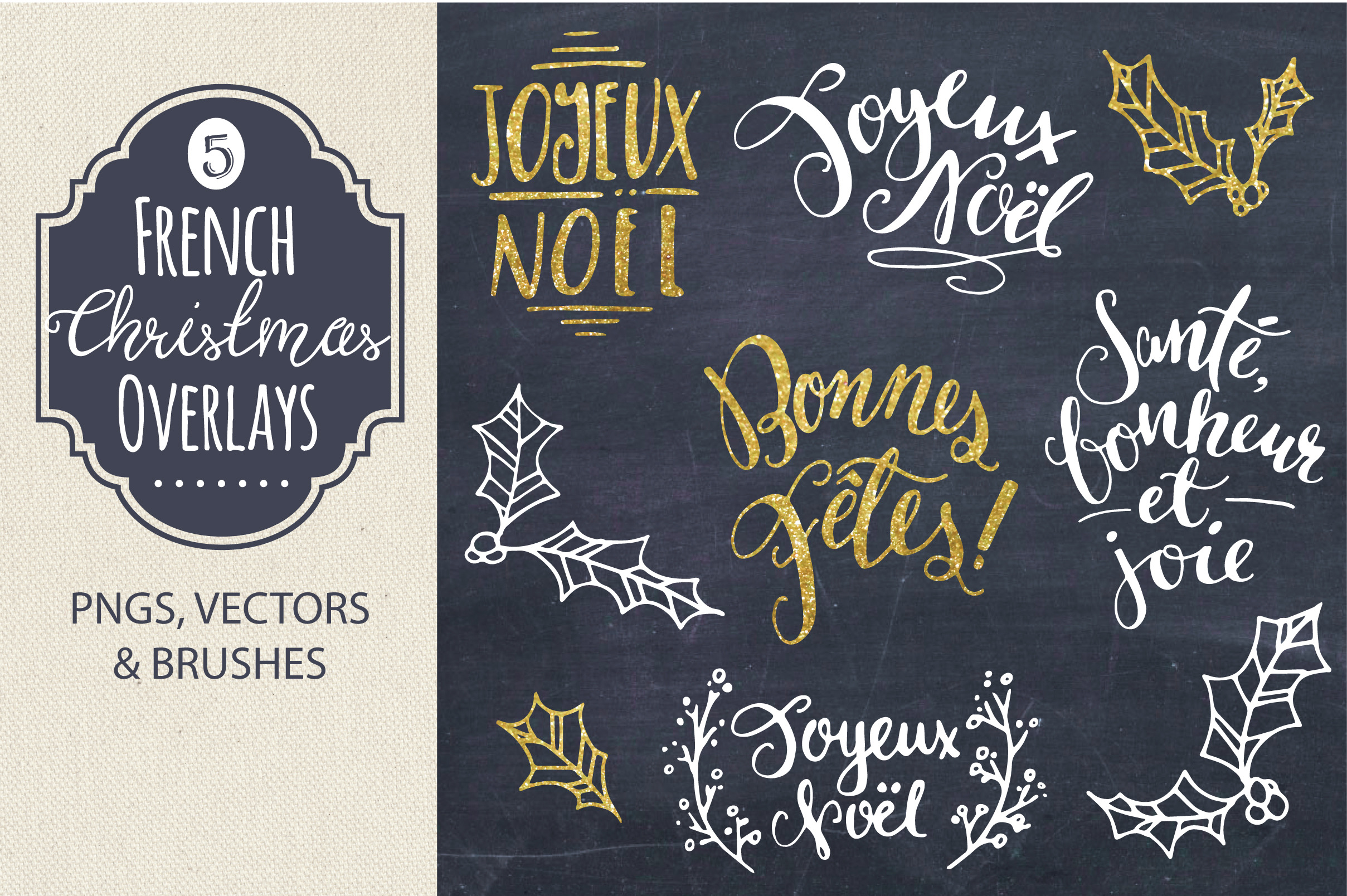 French Christmas Clipart Overlays, a Graphic by The Pen and Brush