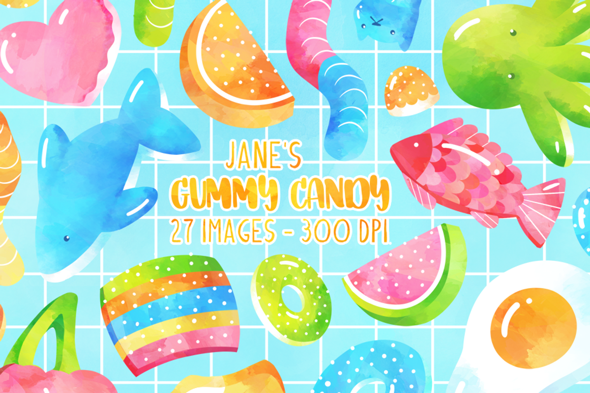 Watercolor Gummy Candy Clipart, an Illustration by DigitalArtsi