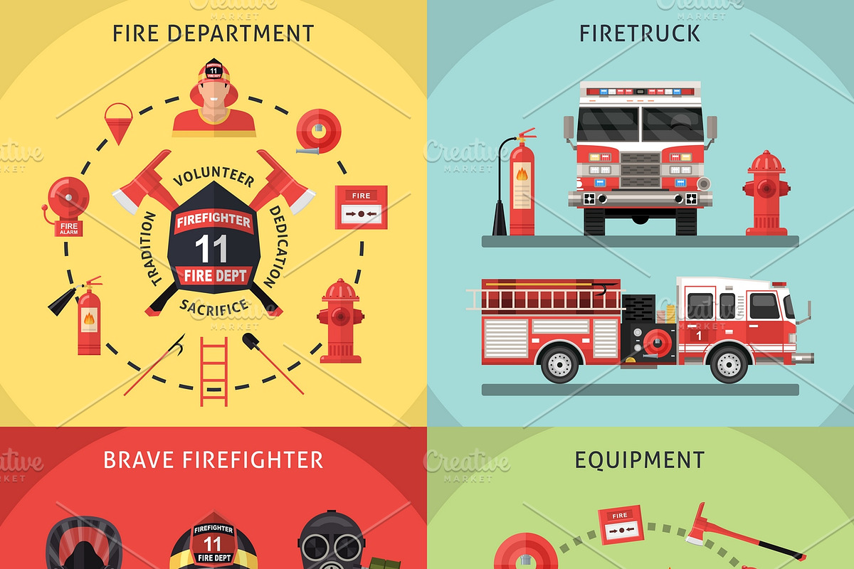 Firefighter Icons Set, an Icon by Alexander Belenkiy