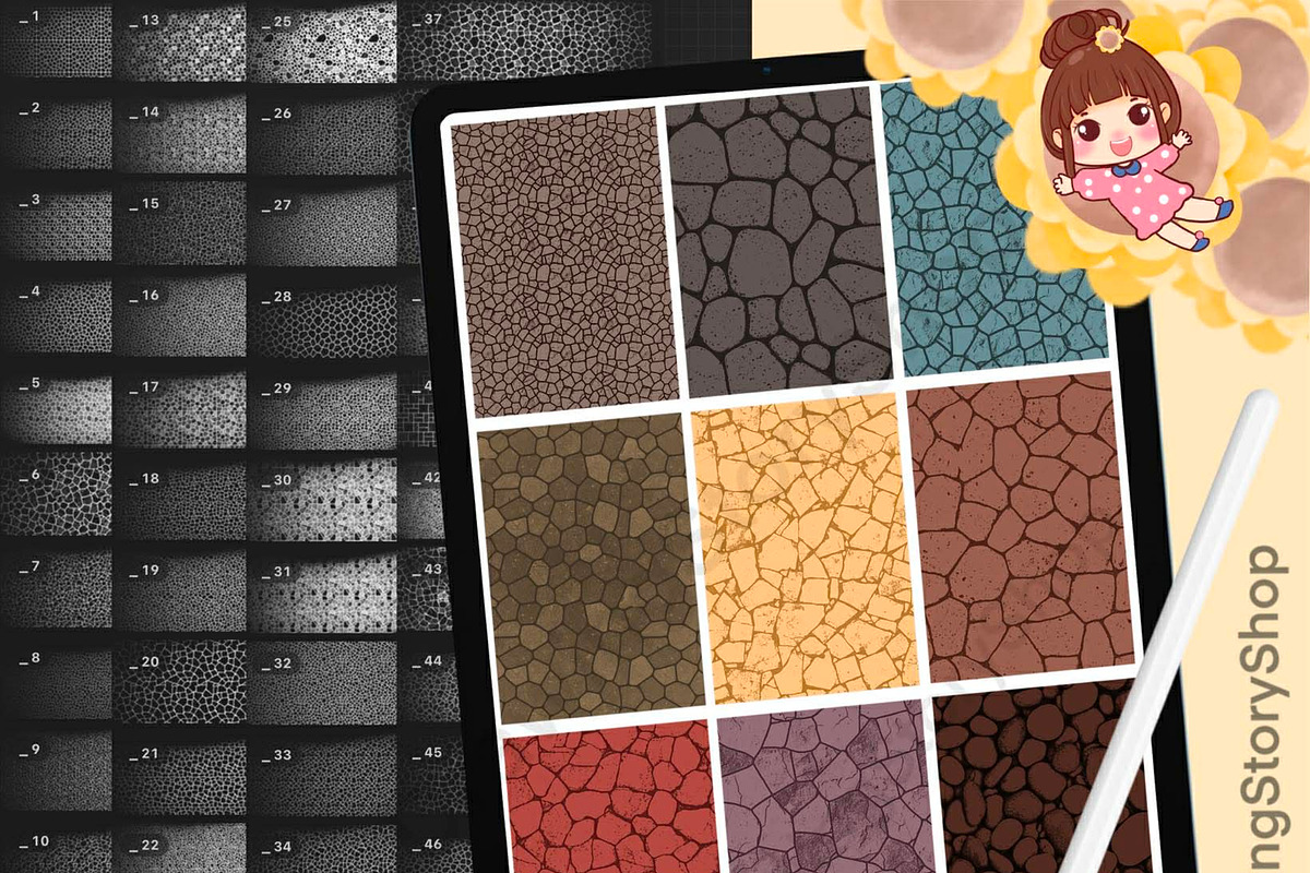 120 Procreate Stone Textures Brushes, a Brush Add-On by DrawingStoryShop