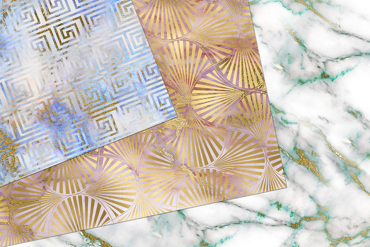 Marble Art Deco Digital Paper, a Pattern Graphic by Digital Curio