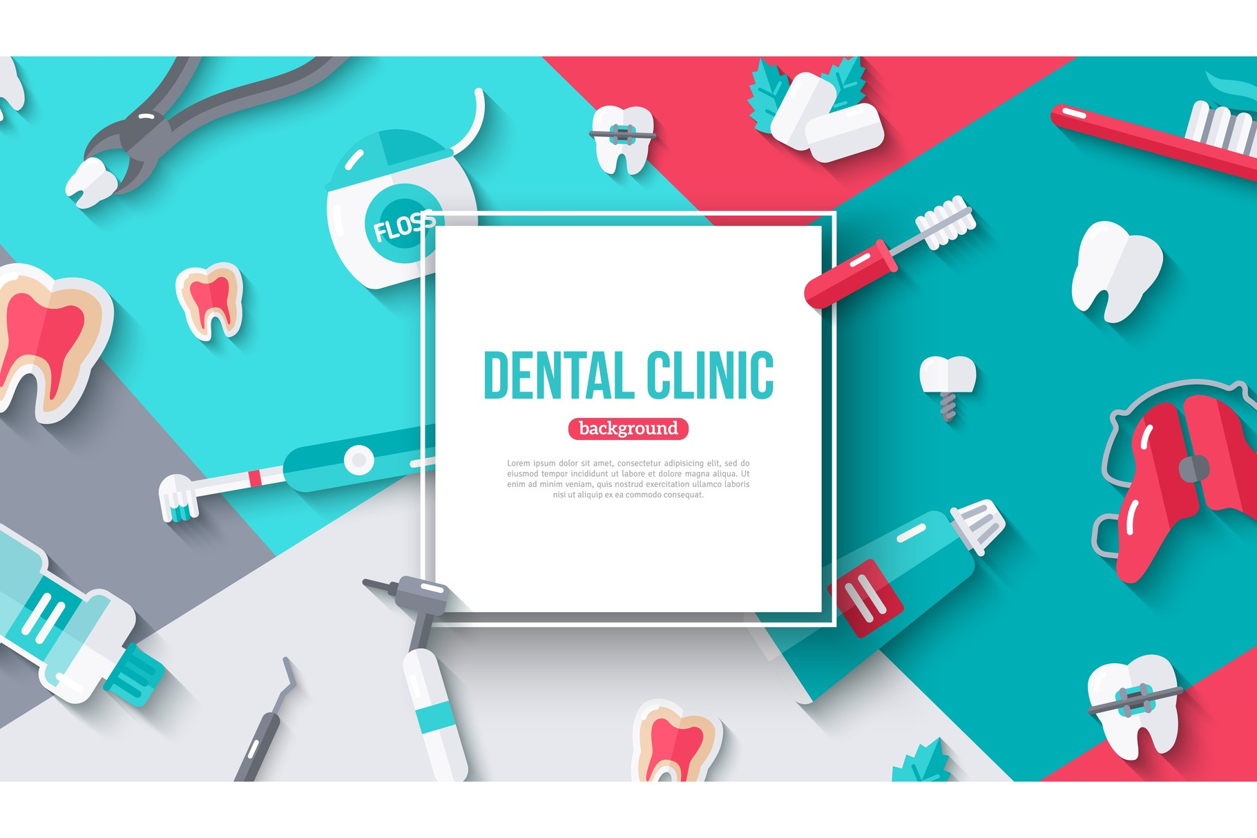 Dental card square frame, a Healthcare Illustration by kotoffei