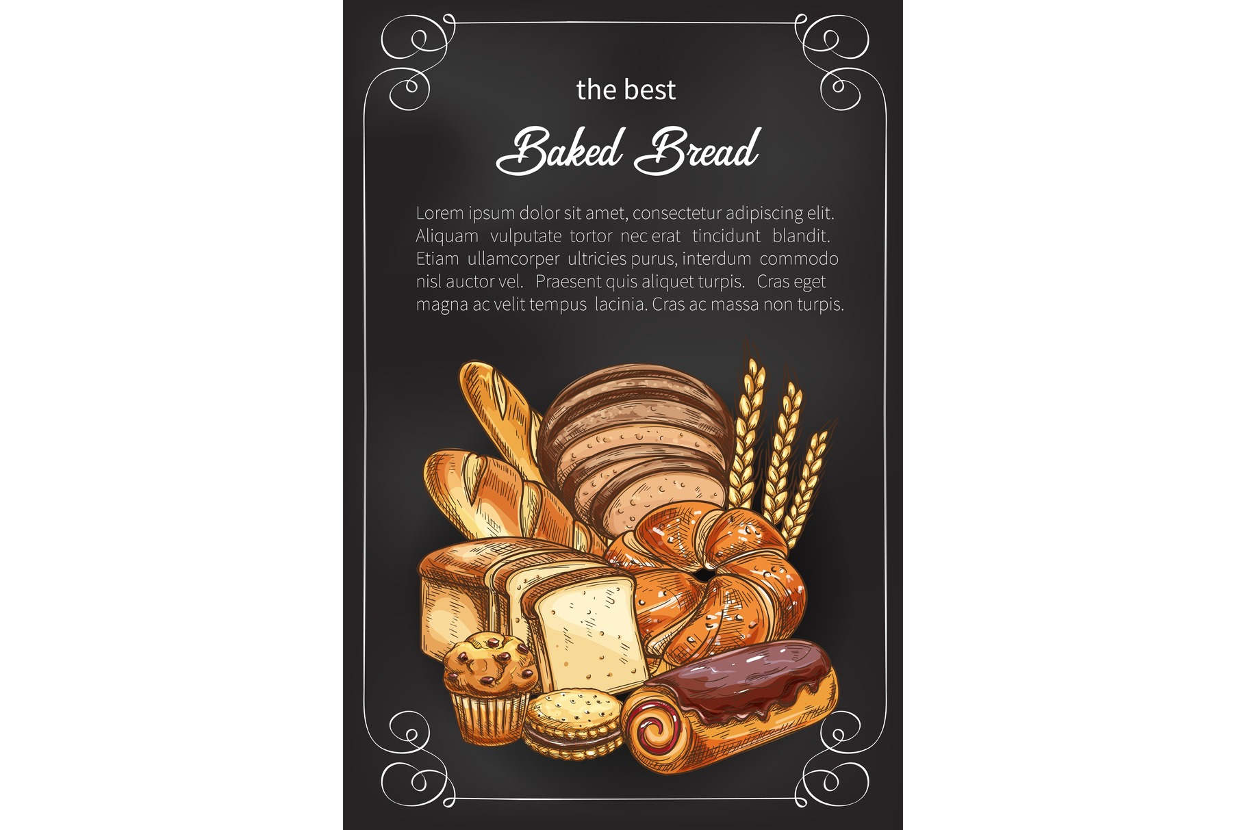 Vector bread sketch poster for bakery shop, a Food Illustration by ...