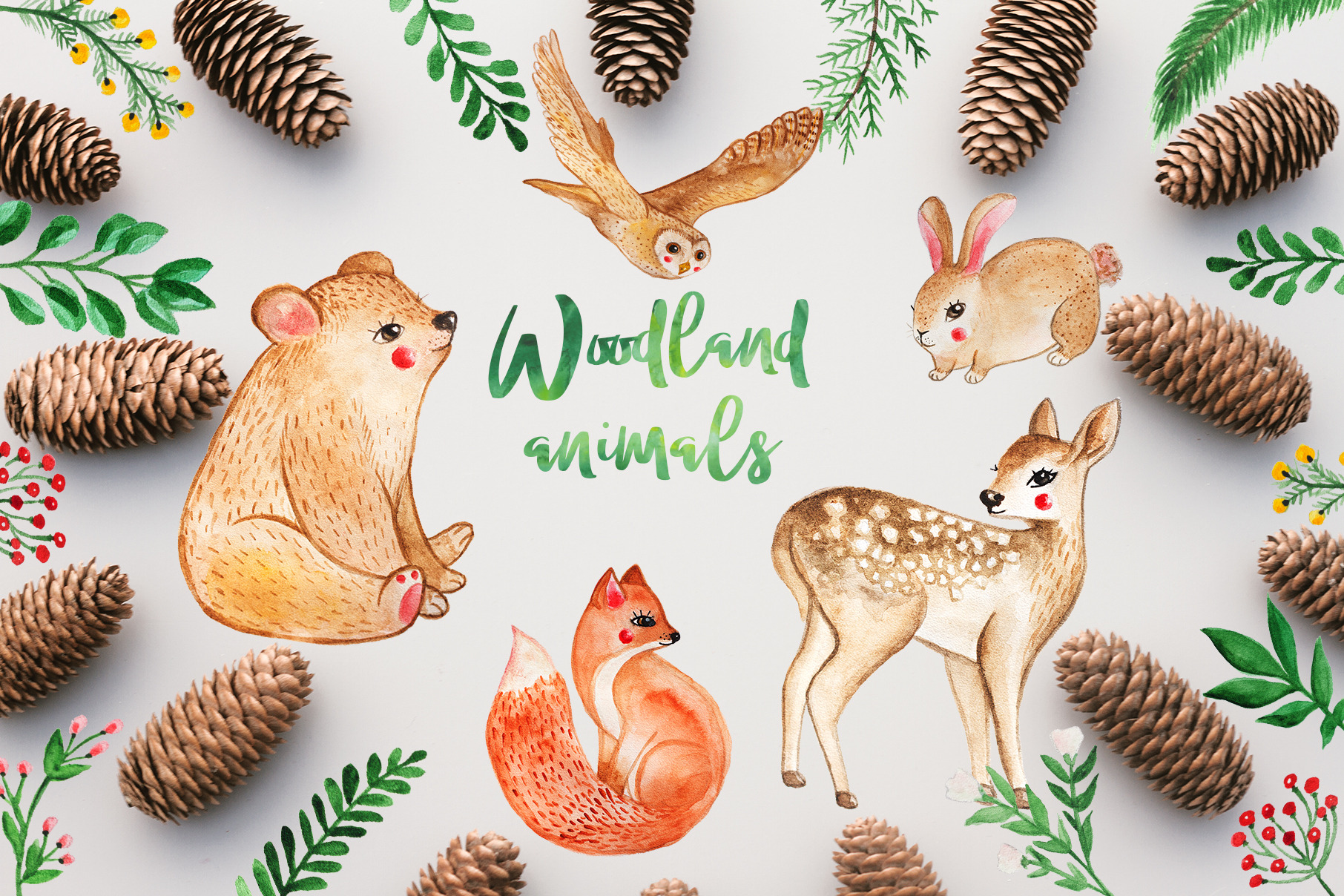 Watercolor Woodland Animals, an Animal Illustration by Miracles Everywhere