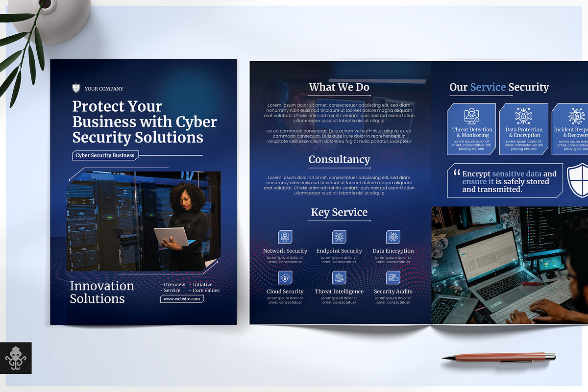 Cyber Security Bidfold Brochure, a Brochure Template by SquidPixey