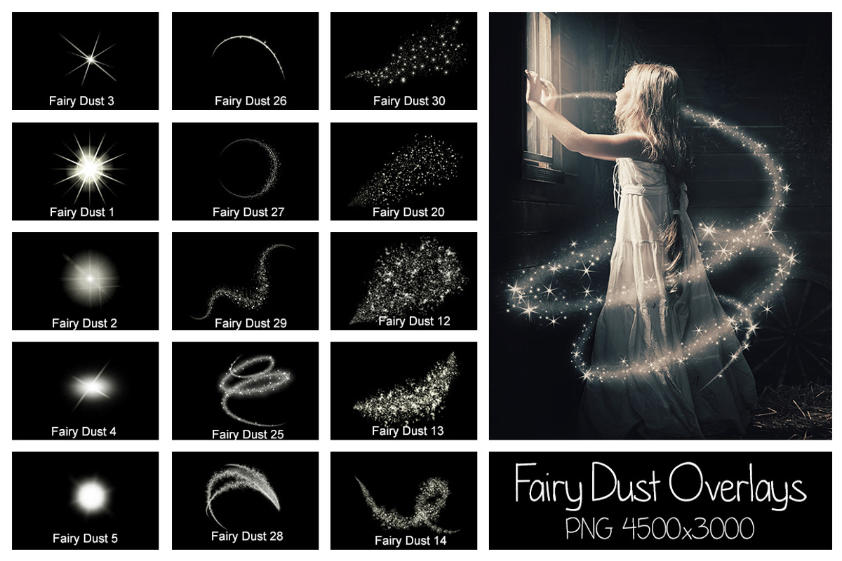 30 Fairy Dust PNG Overlays, a Texture Graphic by LovePhotoMoment