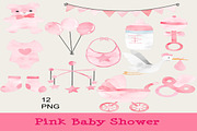 Pink Baby Shower Clip Art, an Illustration by adorkible