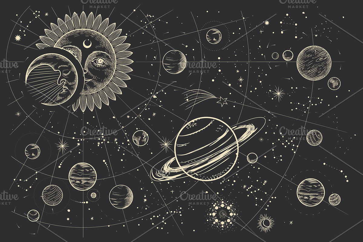 Solar system, an Illustration by Chikovnaya