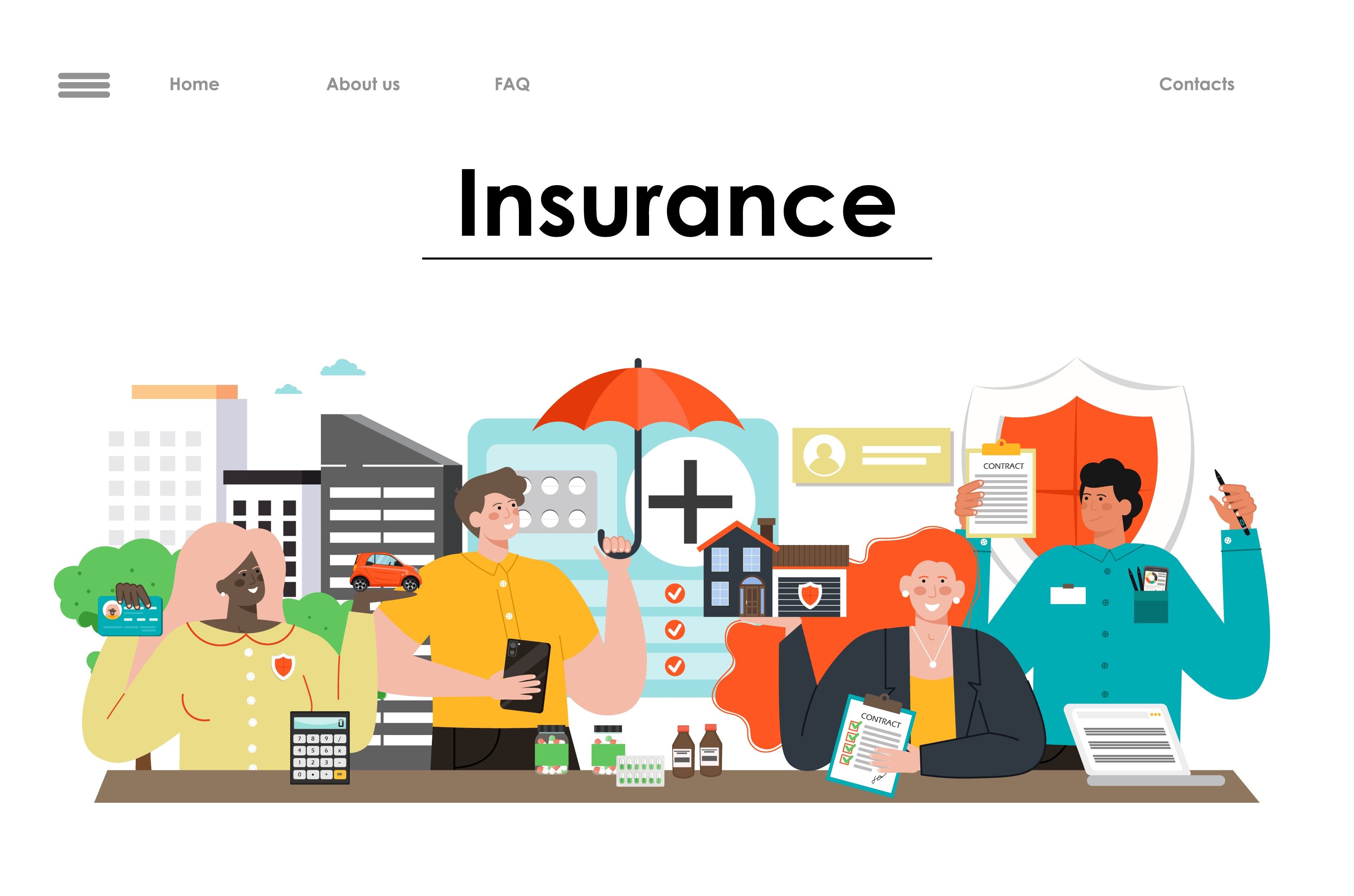 Life health, home and car insurance, an Object Graphic by vectorpointstudio
