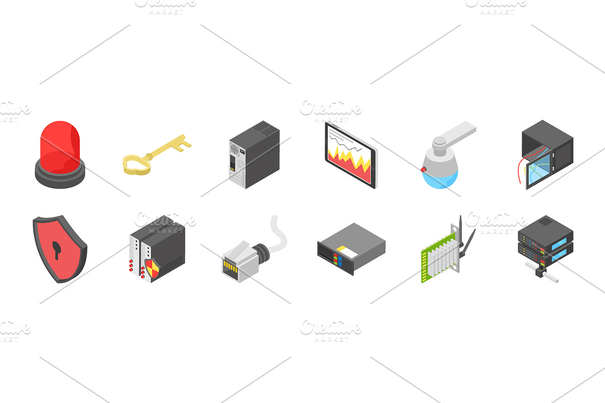 60 Networking Isometric Icons, an Icon by Vectors Market