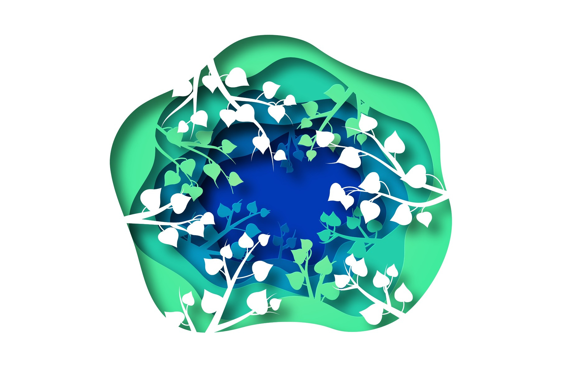 Paper cut spring. Colourful floral, an Illustration by YummyBuum