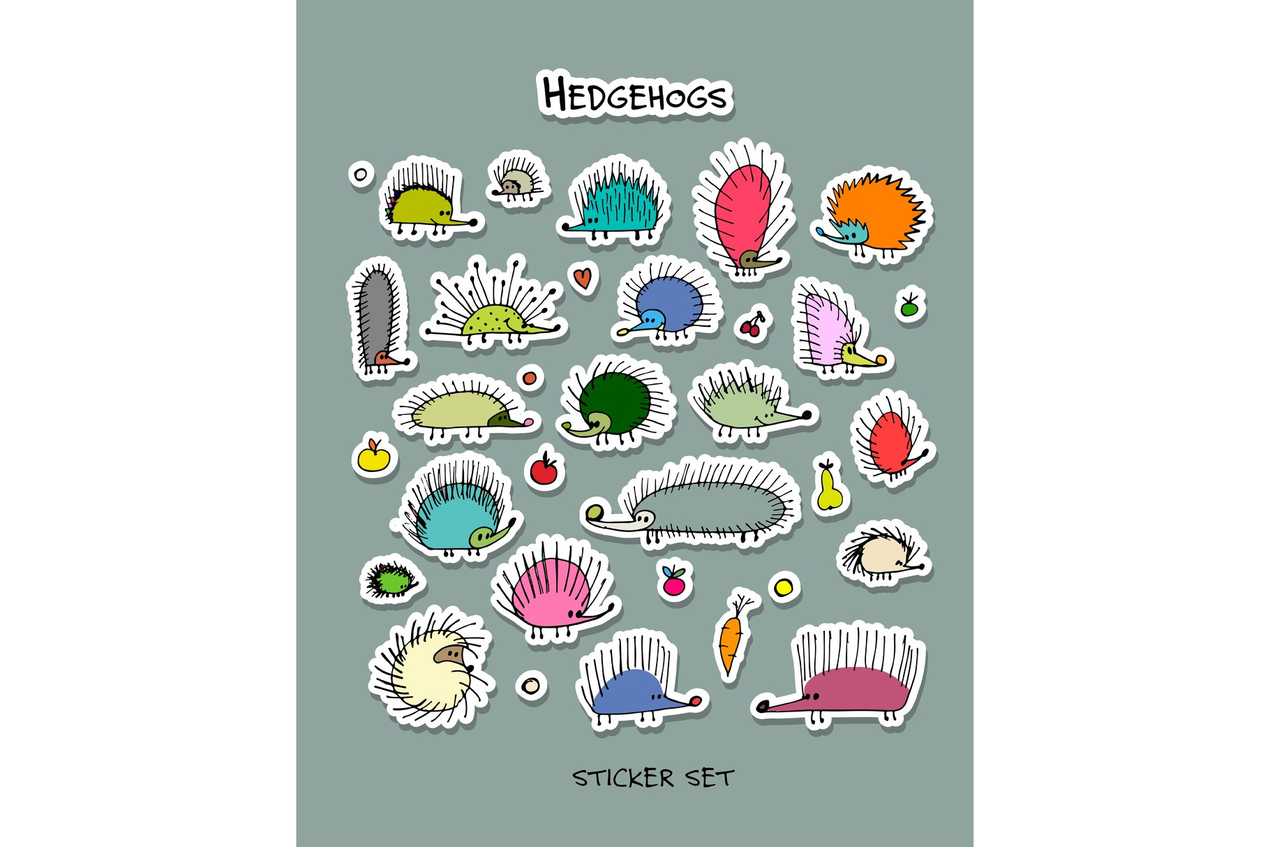 Hedgehogs, sticker set for your | Animal Illustrations ~ Creative Market