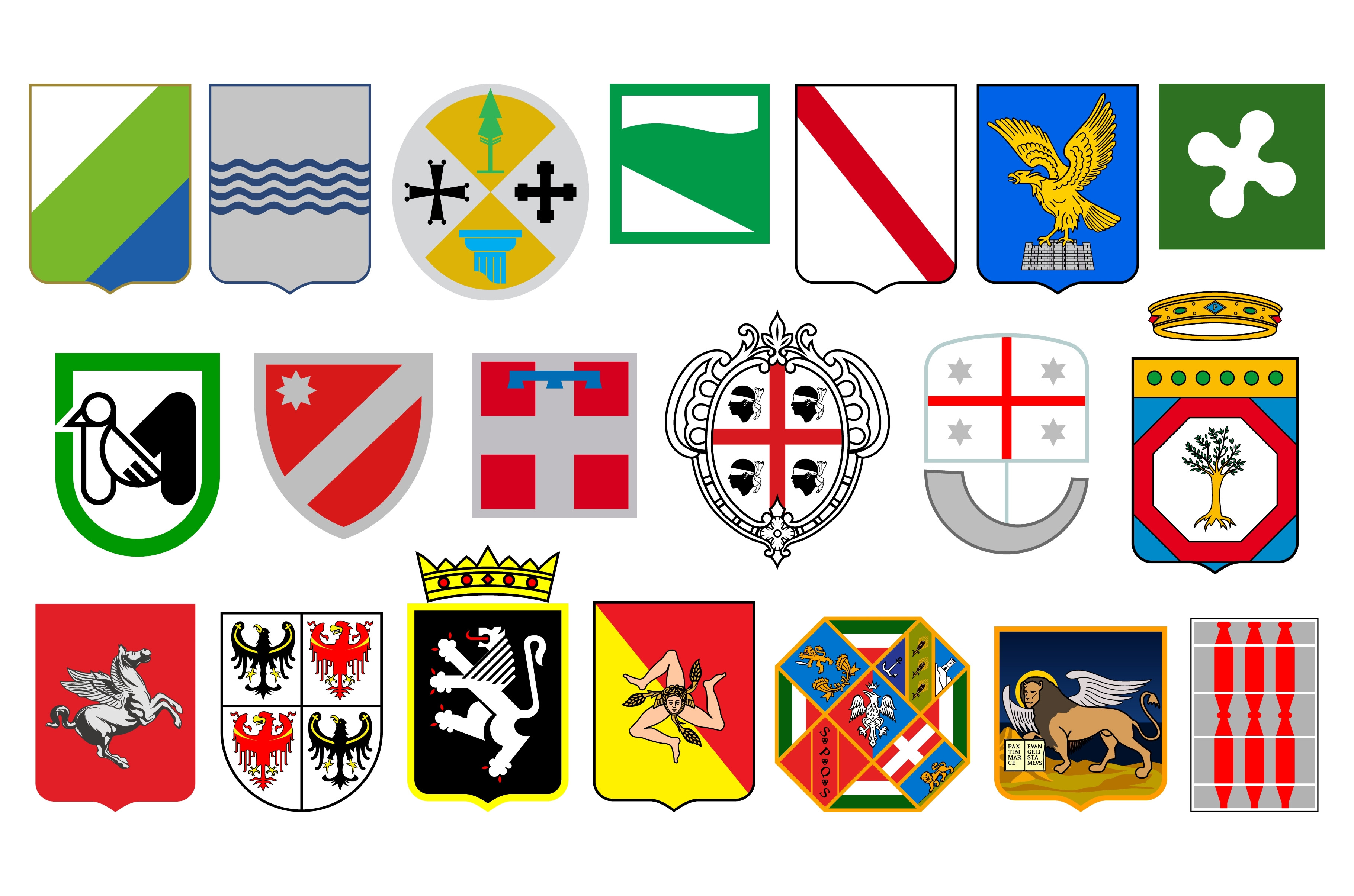 Italy regions coat of arms, an Illustration by Vector Tradition ...