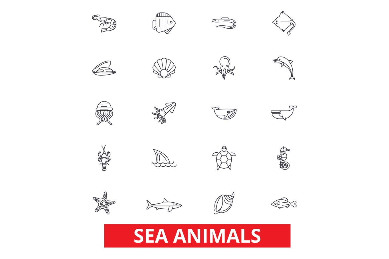 Sea animals, ocean creatures, dolphin, octopus, wild life, shark, whale ...
