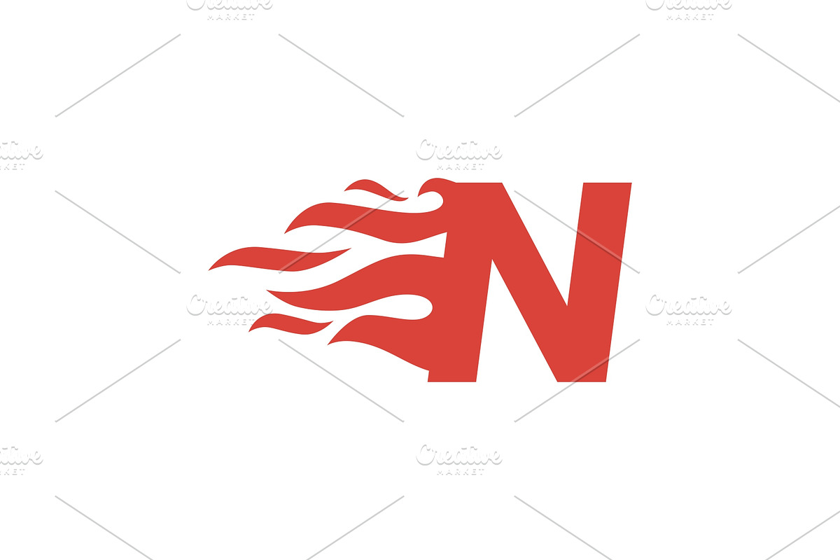 n letter fire flame hot uppercase, a Branding & Logo Template by ...