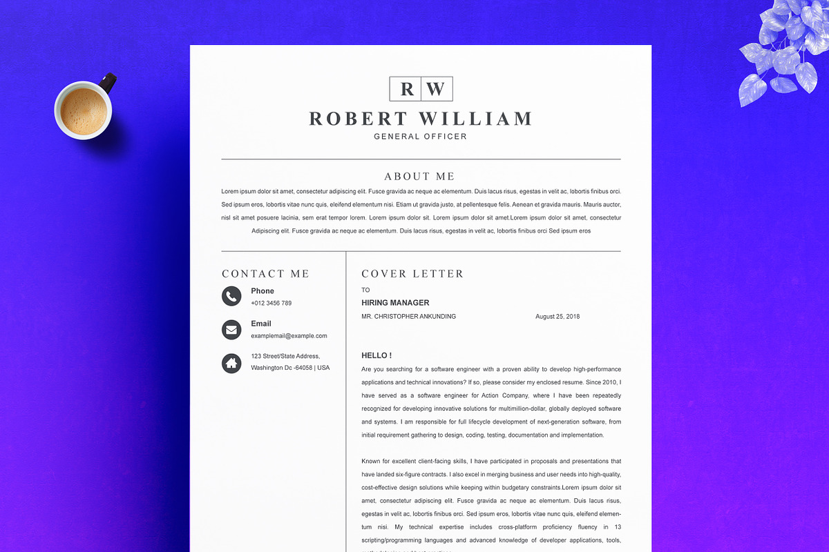 Clean & Simple Resume Template Word, a Resume Template by ResumeInventor