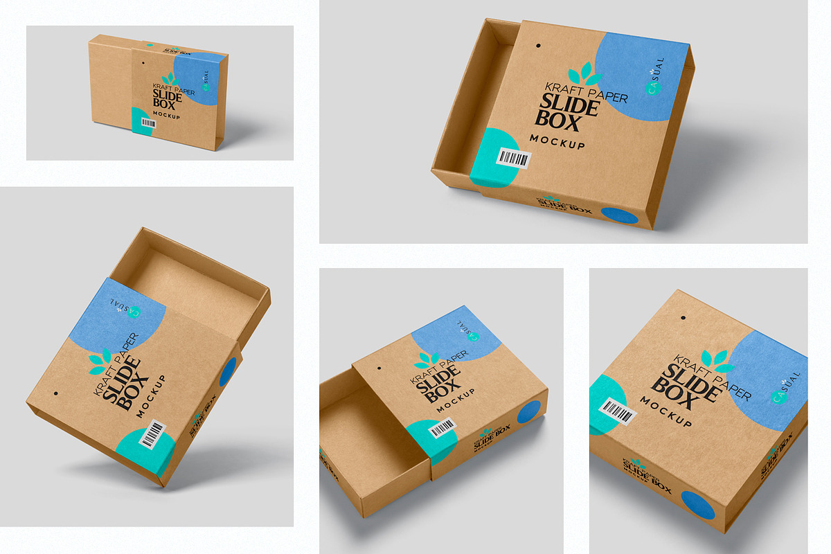 Kraft Paper Slide Box Mockups, a Product Mockup by GfxFoundry