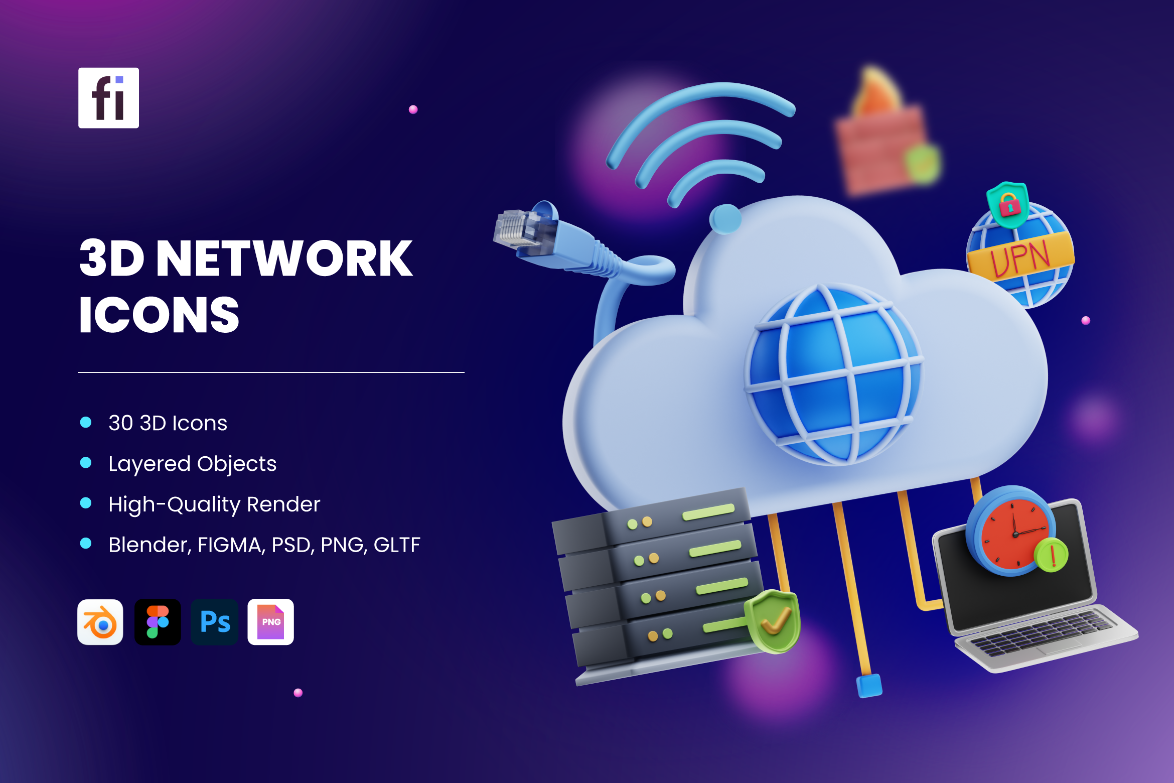 3D Network Icons