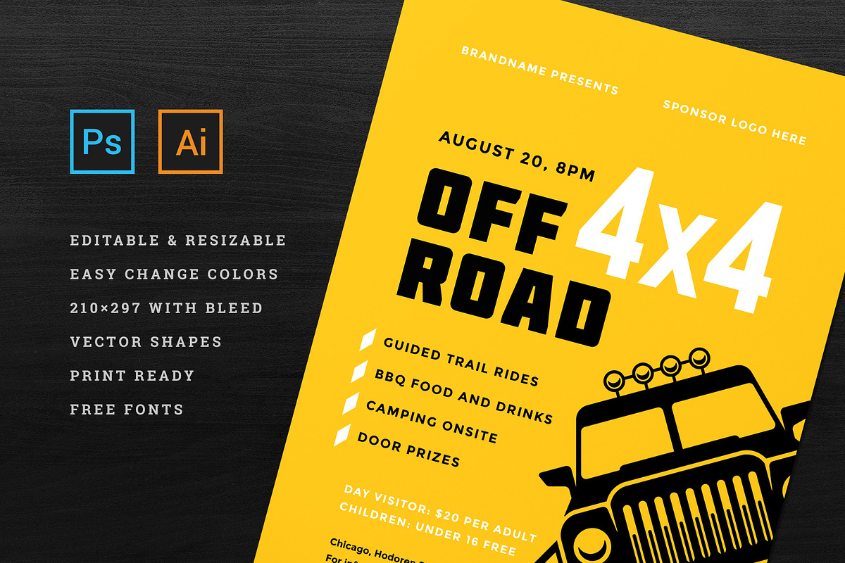 Off Road Competition Flyer Template, a Flyer Template by Vasya Kobelev