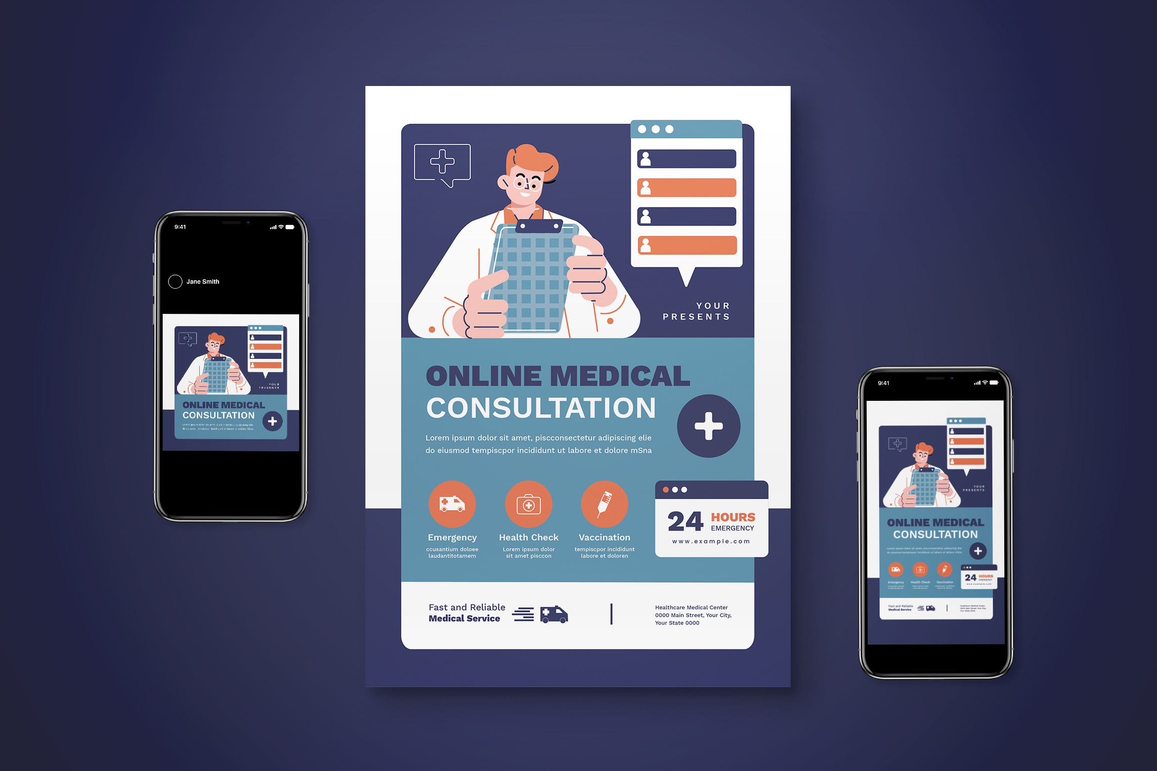 Online Consultation Flyer Set, a Flyer Template by graphicook ...