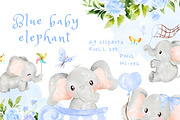 Baby elephant blue clipart