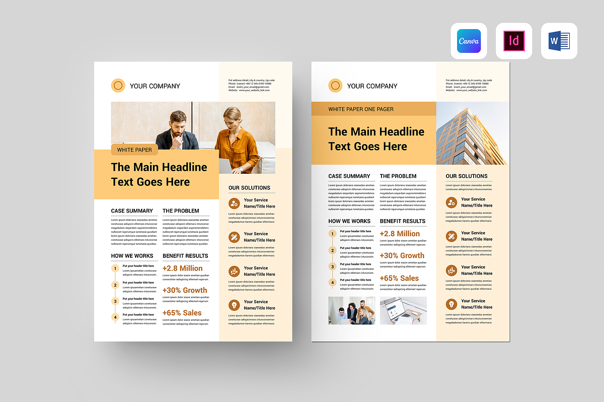 One Pager | Canva, MS Word, InDesign, a Flyer Template by Leaflove