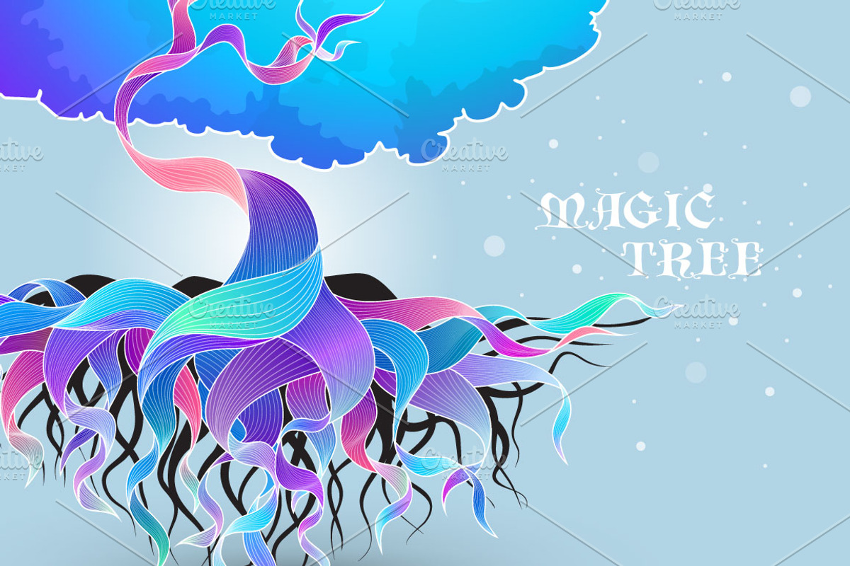 Magic Tree - vector illustration, an Illustration by Librebird ...