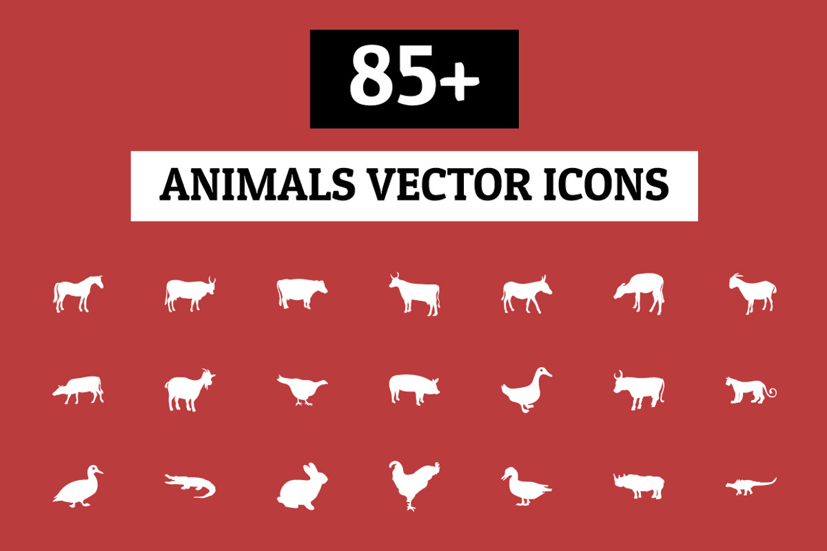 85+ Animals Vector Icons, a Solid Icon by Creative Stall